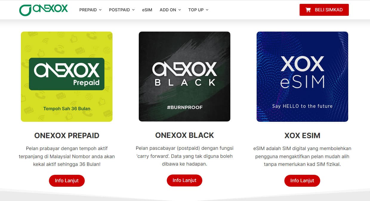 XOX PLAN | Simkad ONEXOX Prepaid & Black